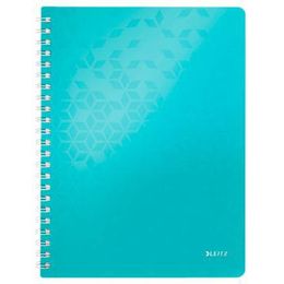 Collegeblock Leitz WOW, Format A4, 80 linierte Blatt, Klarsicht-Tasche, FSC&reg;-zertifiziert, eisblau