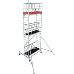 Alu-Faltger&uuml;st Krause ProTec XS, 200 kg/m&sup2;, gebremste Rollen, L 2000 x B 700 x H 6800 mm