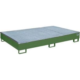 Bauer Regalwanne RW-GR 2200-2 PE, mit PE-Einsatz, mit Gitterrost, L 2165 x B 1315 x H 510 mm, resedagr&uuml;n RAL 6011