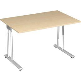 Schreibtisch PALENQUE, C-Fu&szlig;, Rechteck, B 1200 x T 800 x H 680-820 mm, Ahorn