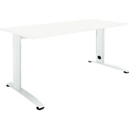Schäfer Shop Schäfer Shop Select Schreibtisch LOGIN, manuell höheneinstellbar, C-Fuß, B 1200 x T 800 x H 660-820 mm, weiß/verkehrsweiß
