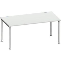 Sch&auml;fer Shop Sch&auml;fer Shop Genius Schreibtisch MODENA FLEX, 4-Fu&szlig;-Rundrohr, B 1600 x T 800 mm, lichtgrau/wei&szlig;alu