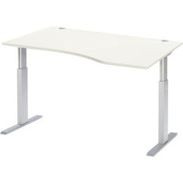 Sch&auml;fer Shop Sch&auml;fer Shop Select Schreibtisch ERGO-T, elektrisch h&ouml;henverstellbar, Freiform, Ansatz rechts, T-Fu&szlig;, B 1800 x H 725-1185 mm, wei&szlig;/wei&szlig;alu