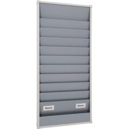 Werkstattplaner EICHNER, 2-bahnig, 10 Schienen, f&uuml;r bis zu 20 Auftragstaschen des Formates A4, B 554 x H 1282 mm, Kunststoff, grau