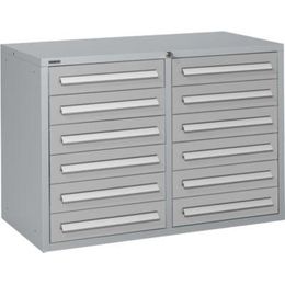 Sch&auml;fer Shop Sch&auml;fer Shop Select Schubladenschrank SF 120, 12 Sch&uuml;be mit Etikettenschildern, abschlie&szlig;bar, B 1055 x T 500 x H 723 mm, wei&szlig;aluminium RAL 9006/wei&szlig;aluminium RAL 9006