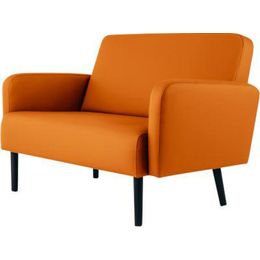 Zweisitzer Sofa meet by Paperflow LISBOA, desinfektionsmittelbest&auml;ndiger Kunstlederbezug orange, Fu&szlig;gestell schwarz, B 1240 x T 815 x H 830 mm
