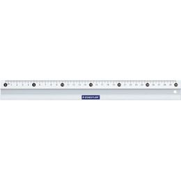 Lineal Staedtler Mars, f&uuml;r Rechtsh&auml;nder, L&auml;nge 30 cm/300 mm, abriebfeste cm- & mm-Einteilung, mit Tuschekante, rutschfest, Aluminium, silber