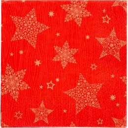 Servietten Papstar "Christmas Shine", 20 Stück, 3-lagig, 1/4-Falz, 250 x 250 mm, rot