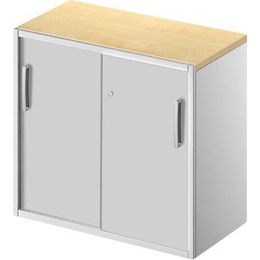 Sch&auml;fer Shop Sch&auml;fer Shop Genius Beistellschrank TETRIS SOLID, 2 OH, in Schreibtischh&ouml;he, B 800 mm, 25 mm Abdeckplatte, Ahorn-Dekor/wei&szlig;aluminium