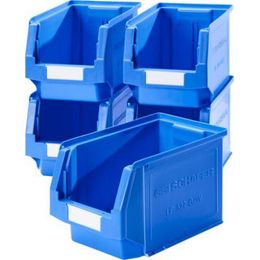 Sch&auml;fer Shop Sichtlagerkasten SSI Sch&auml;fer Serie PROFI LF 322, Polypropylen, L 343 x B 209 x H 200 mm, 10,4 l, blau, 5 St&uuml;ck
