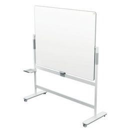 Whiteboard NOBO Move & Meet, Stiftablage, horizontaler Drehpunkt, feststellbare Rollen, B 1500 x H 1200 mm, wei&szlig;
