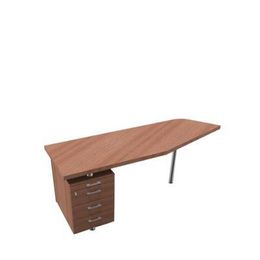 Anbautisch mit Container X-TIME-WORK, Freiform, B 1900/1000 x T 600 x H 740 mm, links, Nuss Canaletto-Dekor/Wei&szlig;