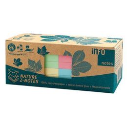 Haftnotizen, B 75 x H 75 mm, Z-Faltung, Recyclingpapier, farblich sortiert, jeweils 100 Blatt, 12 Bl&ouml;cke