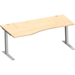Sch&auml;fer Shop Sch&auml;fer Shop Genius Freiformschreibtisch MODENA FLEX, C-Fu&szlig;-Rechteckrohr, B 1800 mm, Ansatz links, Ahorn/wei&szlig;alu