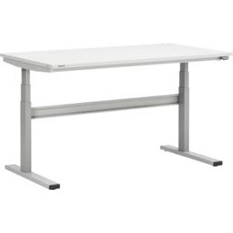 treston TED Arbeitstisch M1350, B 1500 x T 800 mm, elektrisch h&ouml;henverstellbar, T-Fu&szlig;, lichtgrau RAL 7035