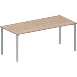 Sch&auml;fer Shop Sch&auml;fer Shop Genius Konferenztisch MODENA FLEX, Rechteck, 4-Fu&szlig; Rundrohr, B 1800 x T 800 x H 720-840 mm, Eiche-Dekor/wei&szlig;aluminium RAL 9006
