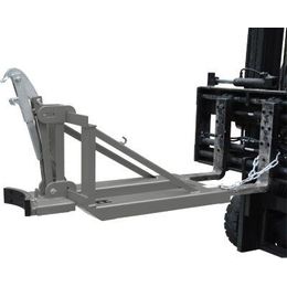 Bauer Fasslifter RS-I/D 91, f&uuml;r Stapler, 1 x 110 bis 200-l-Deckelf&auml;sser, L 1285 x B 585 x H 810 mm, bis 800 kg, Stahl, Mausgrau
