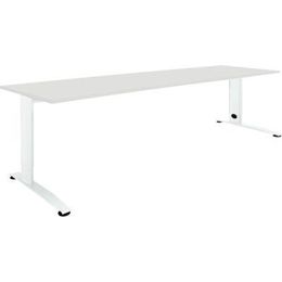 Schäfer Shop Schäfer Shop Select Schreibtisch LOGIN, manuell höheneinstellbar, C-Fuß, B 1800 x T 800 x H 660-820 mm, lichtgrau/verkehrsweiß