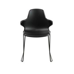 Schalenstuhl Topstar T2020, Kufengestell, ergonomische Sitzschale, stapelbar bis 4 St&uuml;ck, Sitzh&ouml;he 450 mm, 2er-Set, mit Armlehnen, schwarz/schwarz