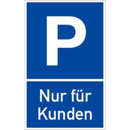 moedel Parkplatzschild &bdquo;Nur f&uuml;r Kunden&ldquo;, f&uuml;r die Wand- und Pfostenmontage, L 400 x B 250 mm, Aluminium, wei&szlig;-schwarz-blau