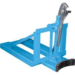 Bauer Fasslifter RS-I/91, f&uuml;r Stapler, 1 x 200/220-l-F&auml;sser, L 1295 x B 585 x H 925 mm, bis 800 kg, Stahl, Lichtblau