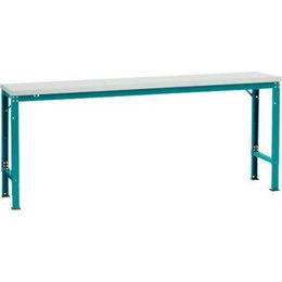 Manuflex Grundtisch UNIVERSAL Spezial, 2000 x 800 mm, Melamin lichtgrau, wasserblau