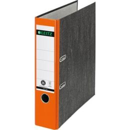 Ordner Leitz&reg;1080, DIN A4, R&uuml;ckenbreite 80 mm, Griffloch, geklebtes R&uuml;ckenschild, Hartpappe, 1 St&uuml;ck, orange