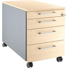 Sch&auml;fer Shop Sch&auml;fer Shop Select Rollcontainer 1233, mit Griff eckig, wei&szlig;alu/wei&szlig;alu/Ahorn-Dekor