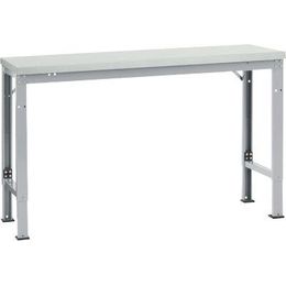 Manuflex Grundtisch UNIVERSAL Spezial, 1500 x 800 mm, Melamin lichtgrau, alusilber