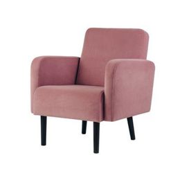 Sessel meet by Paperflow LISBOA, Samtbezug pink, Fu&szlig;gestell schwarz, B 710 x T 815 x H 830 mm