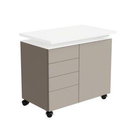 Anstellcontainer SOLUS PLAY, 4 Sch&uuml;be, 1 Fl&uuml;gelt&uuml;r, B 800 x T 500 x H 720 - 1080 mm, Stone grey
