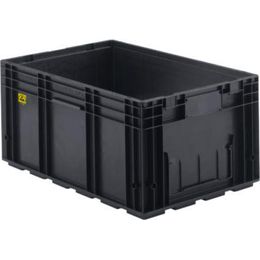 Sch&auml;fer Shop Kleinladungstr&auml;ger R-KLT 6129 ESD, Kunststoff, B 600 x T 400 mm, bis 20 kg, schwarz ableitend