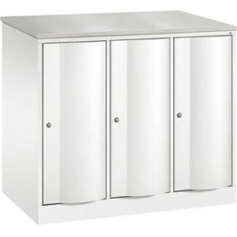 C+P Garderobenschrank Resisto, 3 Abteile, 3 F&auml;cher, B 1148 x T 640 x H 1077 mm, Verkehrswei&szlig;