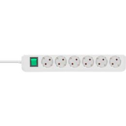 Fa.Brennenstuhl Brennenstuhl Eco-Line Steckdosenleiste 6-fach, 1,5 m Kabel, 45&deg;-Anordnung, erh&ouml;hter Ber&uuml;hrungsschutz, L 360 x B 90 x T 65 mm, wei&szlig;
