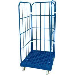 Rollplatte, Kunststoff, mit 2 Seitengittern und 1 R&uuml;ckwand, H&ouml;he 1550 mm, enzianblau RAL 5010