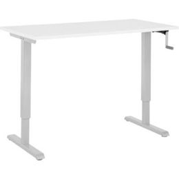 Home-Office-Schreibtisch Multiflex, manuell h&ouml;henverstellbar mit Kurbel, B 1300 x T 650 x H 700-1180 mm, wei&szlig;/wei&szlig;alu