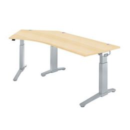 Sch&auml;fer Shop Sch&auml;fer Shop Genius Schreibtisch ERGOSTYLE S, 135&deg;, Ansatz links, manuell h&ouml;heneinstellbar, B 2165 x T 800 mm, Ahorn/wei&szlig;aluminium