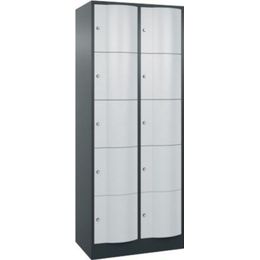 C+P Schlie&szlig;fachschrank Resisto, 2 Abteile, 10 F&auml;cher, B 772 x T 540 x H 1950 mm, Anthrazitgrau/Lichtgrau