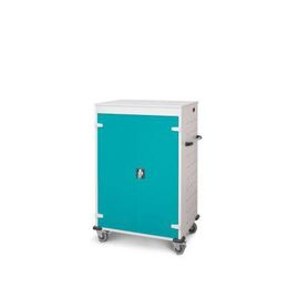 Laptopwagen mit Ladefunktion, 2-Punkt-Verriegelung, Feststellbremse, 20 F&auml;cher, B 920 x T 500 x H 1250, t&uuml;rkis