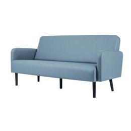 Dreisitzer Sofa meet by Paperflow LISBOA, Stoffbezug blau, Fußgestell schwarz, B 1590 x T 550 x H 430 mm