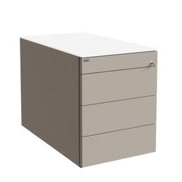 Rollcontainer SOLUS PLAY, 1 + 3 Sch&uuml;be, grifflos, B 430 x T 777 x H 562 mm, Stone grey