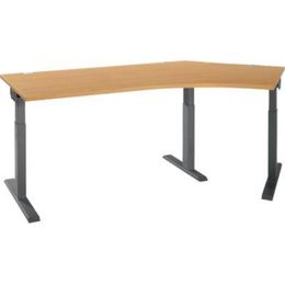 Sch&auml;fer Shop Sch&auml;fer Shop Select Winkelschreibtisch ERGO-T 2.0, 135&deg; Winkel, Ansatz rechts, T-Fu&szlig;, B 2165 x T 800 x H 675-895 mm, Buche/anthrazit