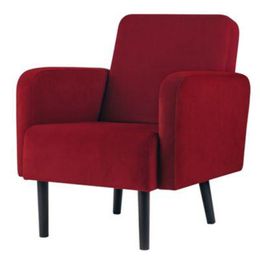Sessel meet by Paperflow LISBOA, Samtbezug rot, Fu&szlig;gestell schwarz, B 710 x T 815 x H 830 mm