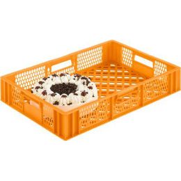 Euro Box B&auml;cker- und Cateringkasten (Gl&auml;serkasten), lebensmittelecht, Inhalt 15,4 L, durchbrochene Version, gelb-orange