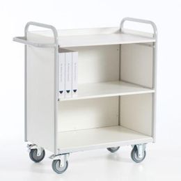 ROLLCART B&uuml;rowagen mit Seitenw&auml;nden und R&uuml;ckwand, 800 x 490 mm, Tragkraft 150 kg