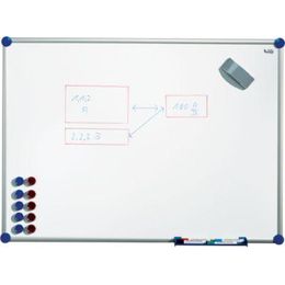 Whiteboard 2000 Maulpro, weiß kunststoffbeschichtet, magnethaftend, Rahmen silber, B 1200 x H 900 mm + 15-teiliges Zubehör-Set