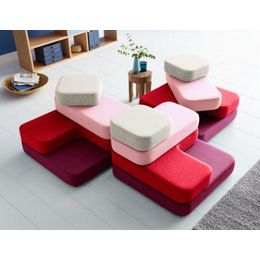 Nowy Styl Sitzsystem TAPA Square, Stoff, modular, mit Drehmechanismus, B 900 x T 900 x H 620 mm, bordeaux/grau