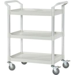 Sch&auml;fer Shop Mehrzweckwagen, 4 TPR-Lenkrollen mit 2 Feststellern, 3 Etagen, L 680 x B 450 mm, Kunststoff/Aluminium, lichtgrau/alusilber