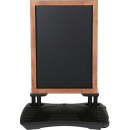 Updated Update Display Kreidetafel WindPro WOOD, beidseitig beschriftbar, Kunststoff-Fu&szlig;, Laufrollen, magnethaftend, Kiefer, 460 x 680 mm