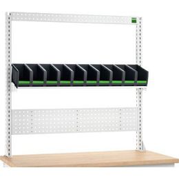 Aufnahmerahmenset Bott verso A6, f&uuml;r Werkbank verso, Lochplatte, 10 BottBoxen, B 1350 x T 435 x H 1357 mm, Stahlblech, RAL 7035 Lichtgrau